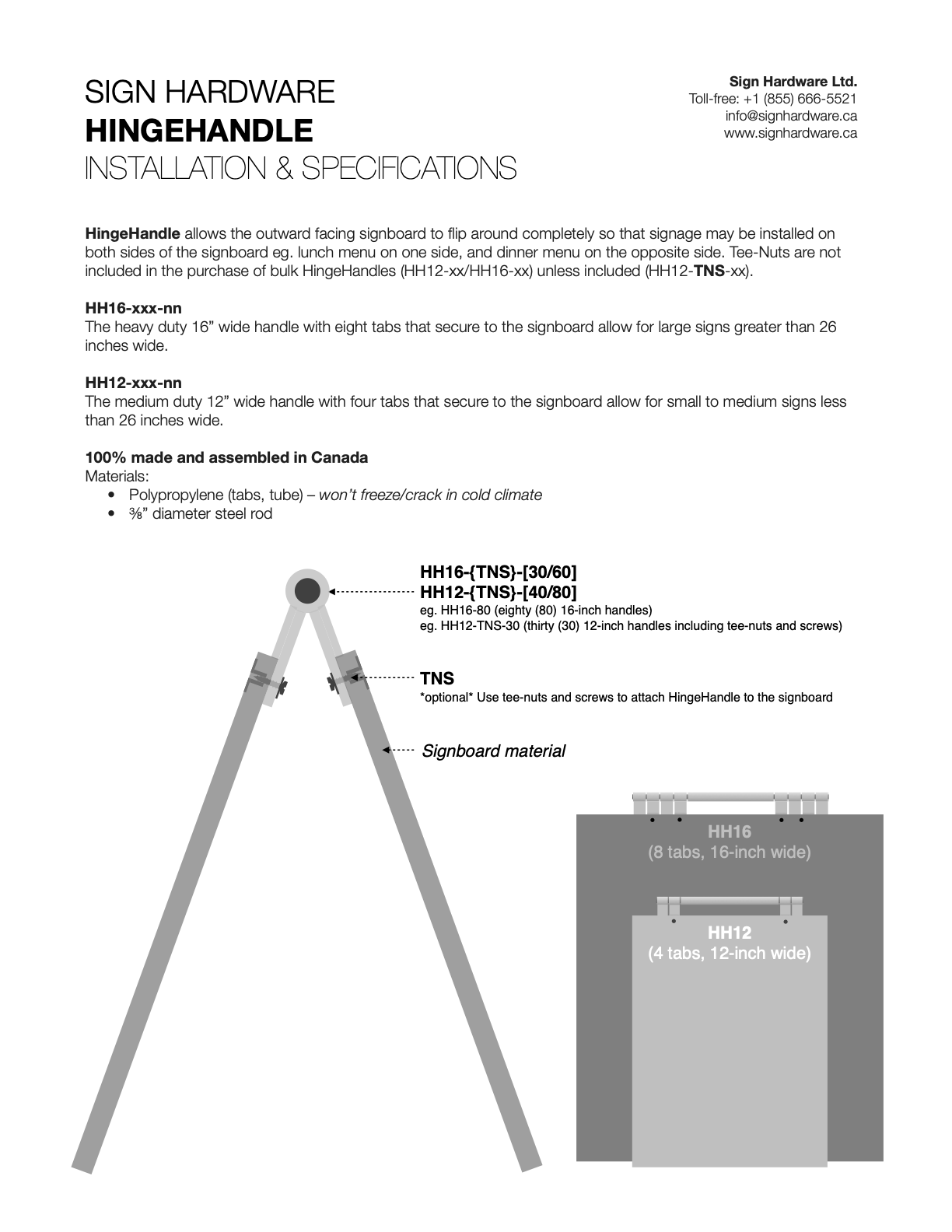HingeHandle | Sign Hardware Ltd. (Canada)